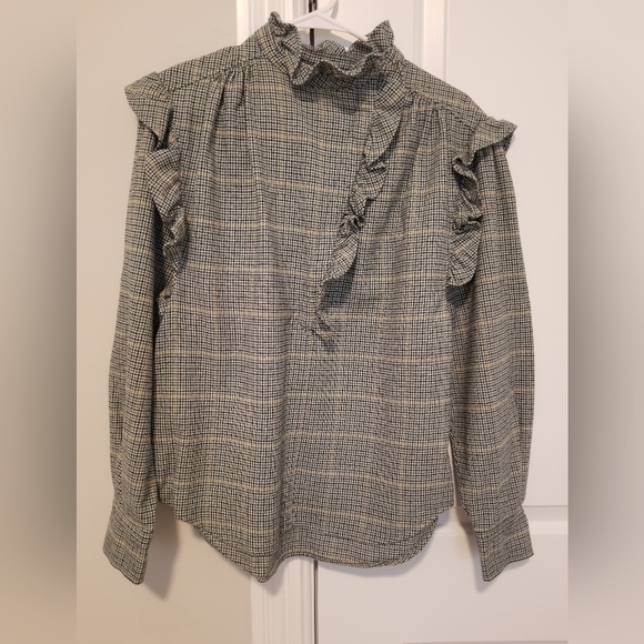 Isabel Marant | Tops | Isabel Marant Etoile Wool Ruffle Check Shirt ...